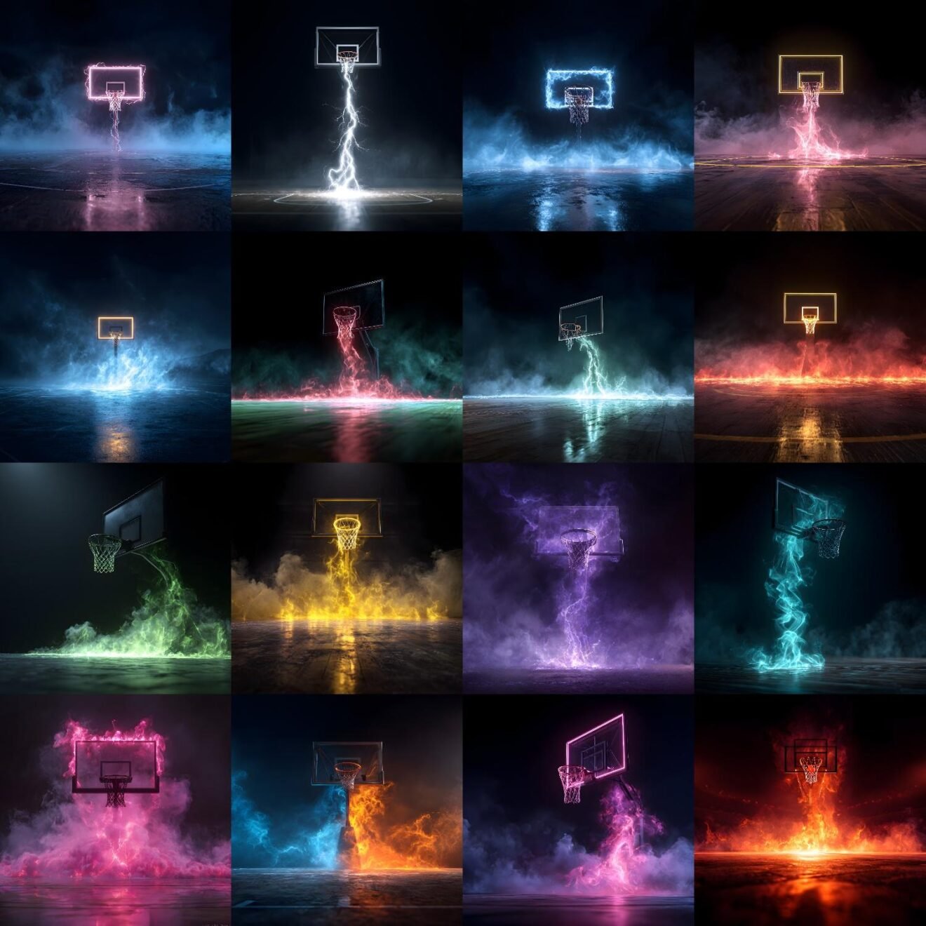 60 Basketball Digital Backdrops Bundle | Epic Sports Backgrounds | Neon ...